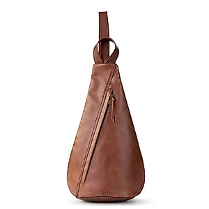 The Sak Geo Sling Backpack in Leather, Convertible Design, Teak