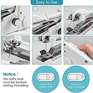 WZHHPIDN Handheld Sewing Machine,Mini Sewing Machine for Quick Stitching,Portable Sewing Machine Suitable for Home,Travel and DIY,Electric Handheld Sewing Machine for Beginners,White
