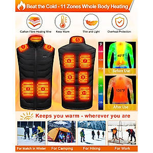 MBVOICO Heated Vest for Women Men - Electric Warming Vest with 11 Heat Zones Unisex Heating Clothing (Medium)