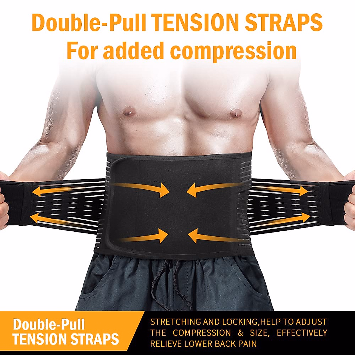 DARLIS Back Support Belt with Inflatable Lumbar Pad - Extra Support for Lower Back Pain Relief, Herniated Disc, Sciatica, Scoliosis, Adjustable Support Straps - Back Brace for Men Women S/M 32"- 39"
