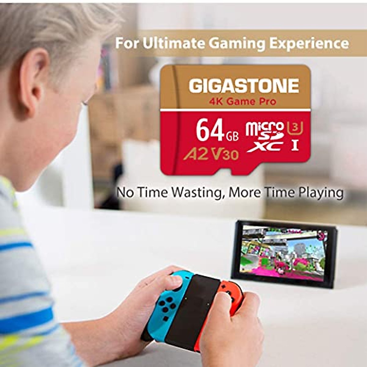 [5-Yrs Free Data Recovery] Gigastone 64GB 2-Pack Micro SD Card, 4K Game Pro, MicroSDXC Memory Card for Nintendo-Switch, GoPro, Security Camera, DJI, UHD Video, R/W up to 95/35MB/s, UHS-I U3 A2 V30 C10