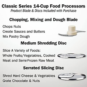 Cuisinart 14 Cup Food Processor, Includes Stainless Steel Standard Slicing Disc (4mm), Medium Shredding Disc, & Stainless Steel Chopping/Mixing Blade, DFP-14BCNY