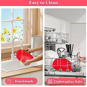 Slow Cooker Divider Liner fit 6-8 QT Crockpot,Dishwasher Safe Cooking Liner for 6-8 Quart Pot, Reusable & Leakproof Silicone Crockpot Divider (Blue&Red)