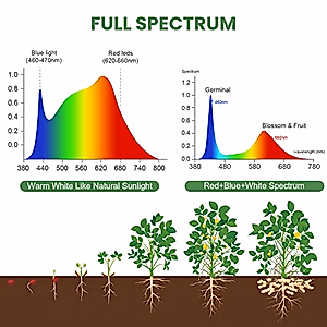 Grow Lights for Indoor Plants, LED Full Spectrum Plant Light with Stand (Adjustable Tripod 15-60inch for Floor Plants, Red/Blue/White, 4/8/12H Timer with Remote Control) (Red)