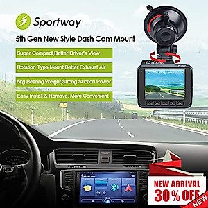 Sportway S503 Suction Cup Dash Cam Mount Holder (5th Gen) with 3pcs 360 Rotating Joints for Rove Nexar Z-Edge Kingslim iiwey NIUTA and Most Other Car Dash Cameras