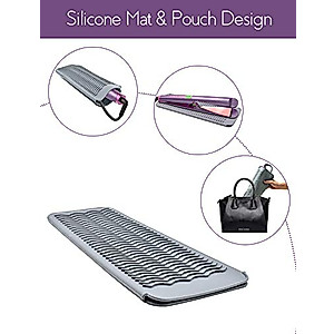 ANGENIL Professional Silicone Heat Resistant Mat Pouch for Hair Straightener, Curling Iron and Flat Iron, Portable Travel Mat and Cover for Hair Styling Tools, Grey