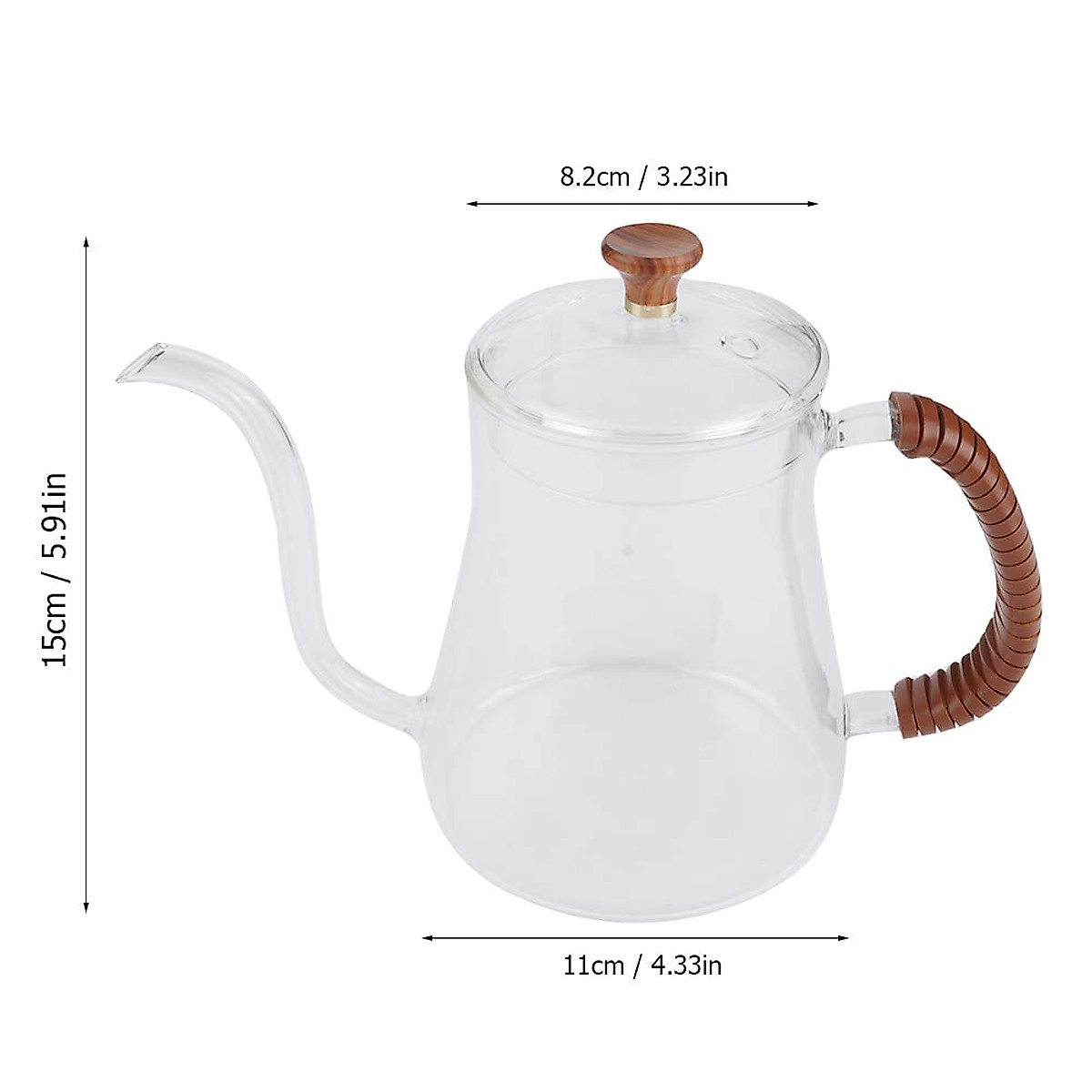 Glass Teapot, Pour Over Coffee Kettle Kettle 600ML Thickened Glass Kettle Tea Stovetop Save Pour Over Kettle Coffee Removable Infuser Dripper