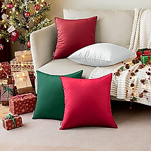 MIULEE Pack of 4 Decorative Outdoor Pillow Covers Square Cushion Cases PU Coating Waterproof Throw Pillowcase Shell for Living Room Couch Sofa Garden Tent Park 18x18 Inch Army Green