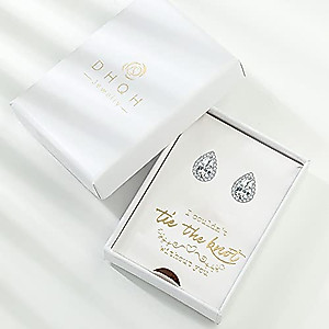 DHQH 4/6 Pairs Bridesmaids Earrings Classic Cubic Zirconia Teardrop Stud Earrings for Women Girls I Couldn’t Tie a Knot Without You Brides Bridesmaids Proposal Wedding Jewelry Gifts, C-rose gold(set of 4)