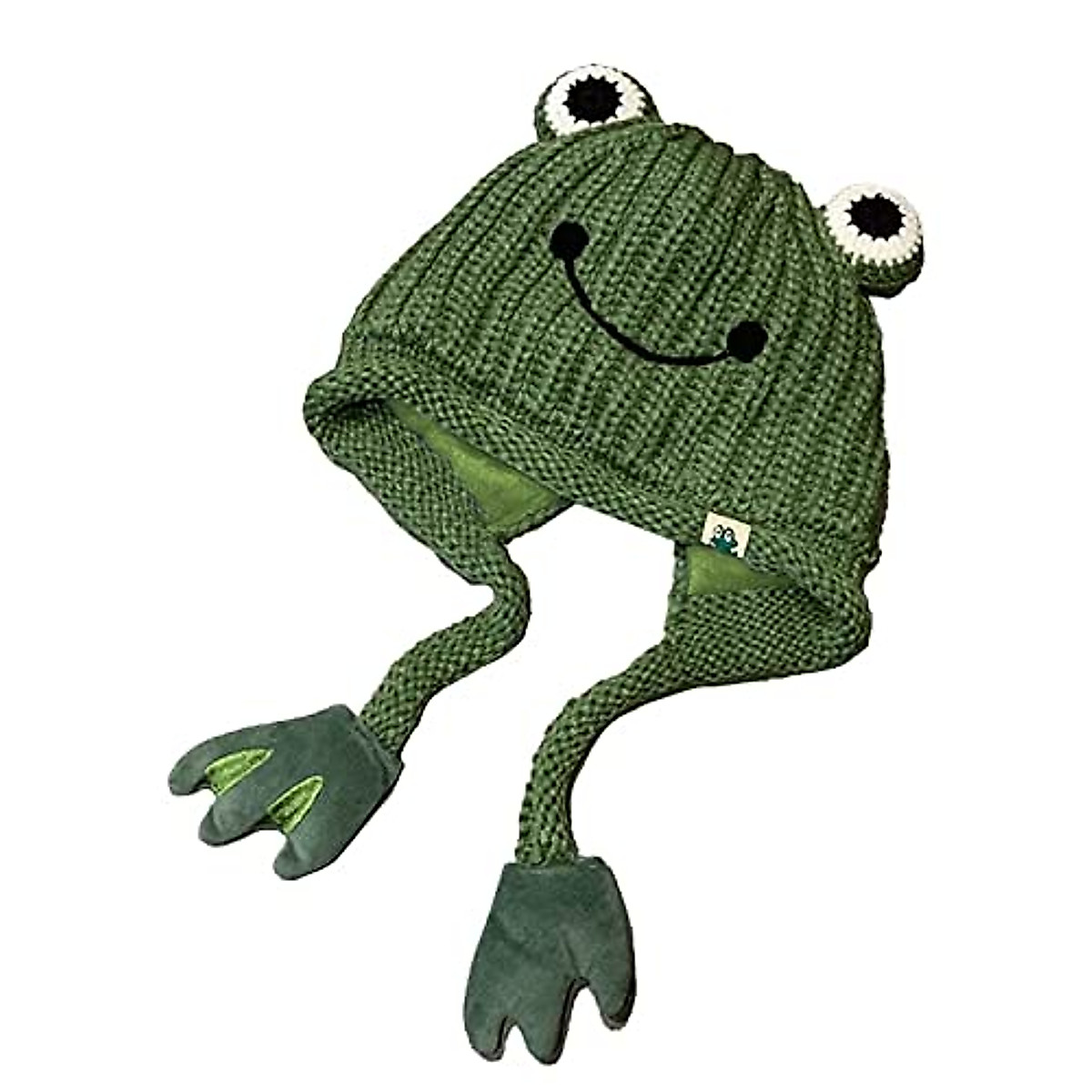 Women Cute Frog Hat Crochet Knitted Hat Big Eye Frog Hat Winter Ear Protective Beanie Knitted Caps Outdoors Green
