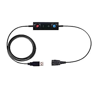 TruVoice USB Adapter Compatible with Any Jabra Quick Disconnect (QD) Wired Headset and Includes Volume Control and Mute Functionality (Connects Headset to PC, Laptop and Softphones)