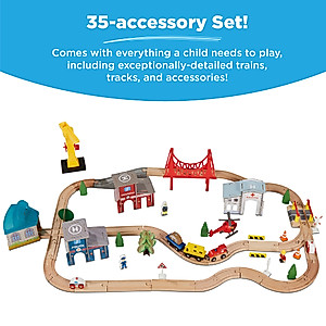 Best Choice Products Large 50in 35-Piece Train Table, Multipurpose Wooden Toy Activity Playset for Children w/Tracks, Reversible Top - Natural