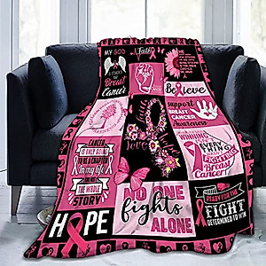 COTIMO Breast Cancer Awareness Blanket Breast Cancer Survivor Gifts for Women Cancer Throw Blankets Fight Cancer Gift for Chemo Patients Friends Colleagues 50x60 in