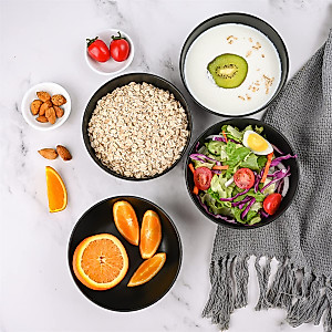 LOVYANXUE Salad Bowl with Lid, 9.8" Large Salad Bowl Set with Lid Spoon Fork, Natural Bamboo Fiber Salad Bowl and 4 small Bowls for Salad, Fruits, Vegetables, Pasta, Popcorn