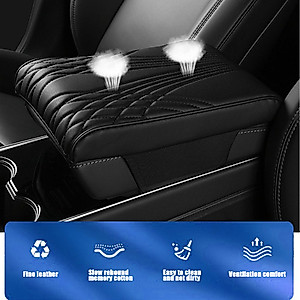 Hawyet 1 PC Car Memory Foam Center Console Armrest Pad, 12.59" x 8.66" x 1.96" Corrugated Leather Armrest Box Booster Pad, Universal for All Seasons, Suitable for Most Models (Black)