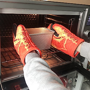 Oven Mitts Heat Resistant Gloves 2 Pack, Crab Tongs Lobster Claw Gloves Fun Kitchen Mittens Cute Oven Mitts High Temp Cotton Baking Gloves Microwave Pizza Toaster BBQ for Women Men