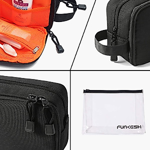 FUNKESH Mens Toiletry Bag Waterproof Organizer Bag Travel Shaving Dopp Kit Perfect Travel Accessory Gift (Black)