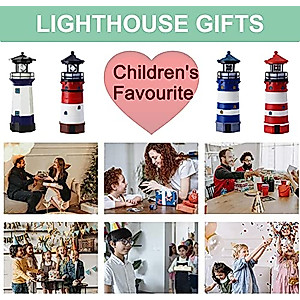 HSHD Lighthouse with Rotating Beacon LED Lights - Solar Lighthouse Lamp Outdoor Decorative for Garden Patio Well Cover Gifts(Blue2)