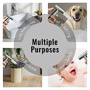 Handheld Bidet Sprayer for Toilet - Stainless Steel Portable Bathroom Bidet Jet Sprayer Set with Water Pressure Control - Cloth Diaper Sprayer for Baby Feminine Wash, Wall or Toilet Mount