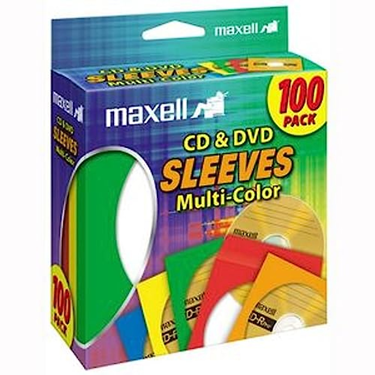 Maxell® CD/DVD Sleeves, Assorted Colors, Pack of 100