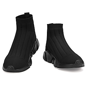 Casbeam Men's Running Knit Comfortable Lightweight Breathable Casual Sports Shoes Fashion Sneakers Slip-On Walking Shoes All Black Size 11