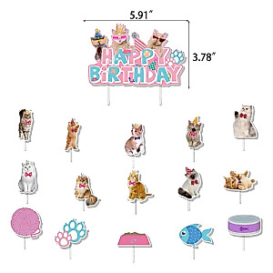 Cat Birthday Decorations Cat Themed Birthday Party Supplies Cat Face Happy Birthday Banner Cat Print Balloon Cake Toppers Cat Lover Kids Cat Theme Birthday Party Pet Adoption Party Decorations