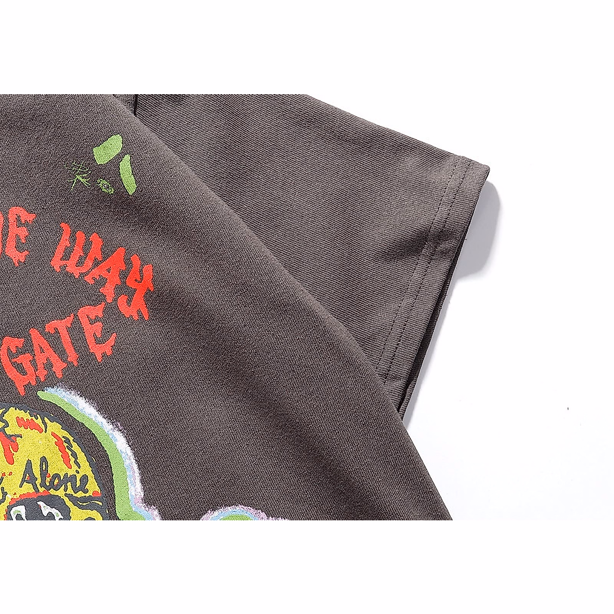 PLOZMCTA Kanye Shirt Men's and Women's Hip Hop Street Skull Print Cotton Short Sleeve Large Dark Grey