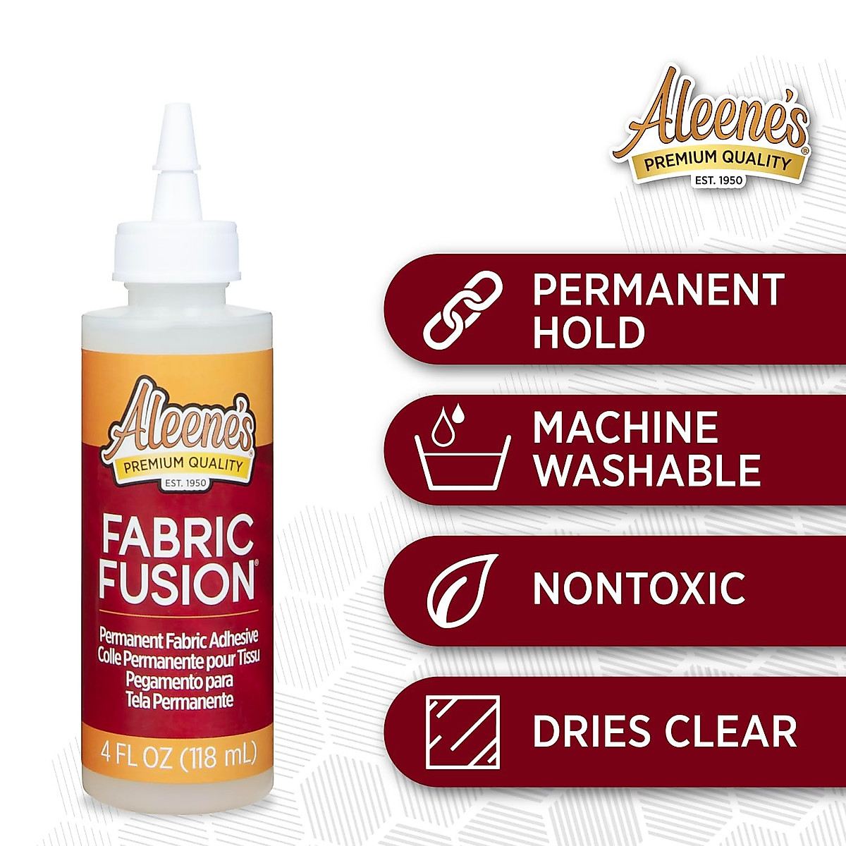 Aleene's 23473 Fabric Fusion Permanent Fabric Adhesive ,Clear,4oz