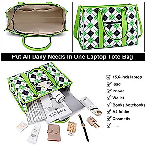 Laptop Tote Bag for Women Work Shoulder Bags 15.6 inch Canvas Laptop Computer Purse Messenger Teacher Handbag Business Office Briefcase