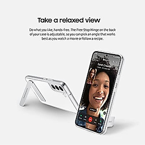 Samsung Electronics Galaxy S22+ Clear Standing Cover, Protective Phone Case, Corner TPU Bumpers, PC Back Protection, Adjustable Viewing Angle, US Version, Transparent, (EF-JS906CTEGUS)