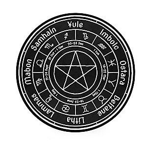 KFBE Pentagram Twelve Constellations Round Area Rug Black Non Slip Doormat Floor Mats Carpet for Yoga Runner Playroom Living Room, Short Fleece (20810741)