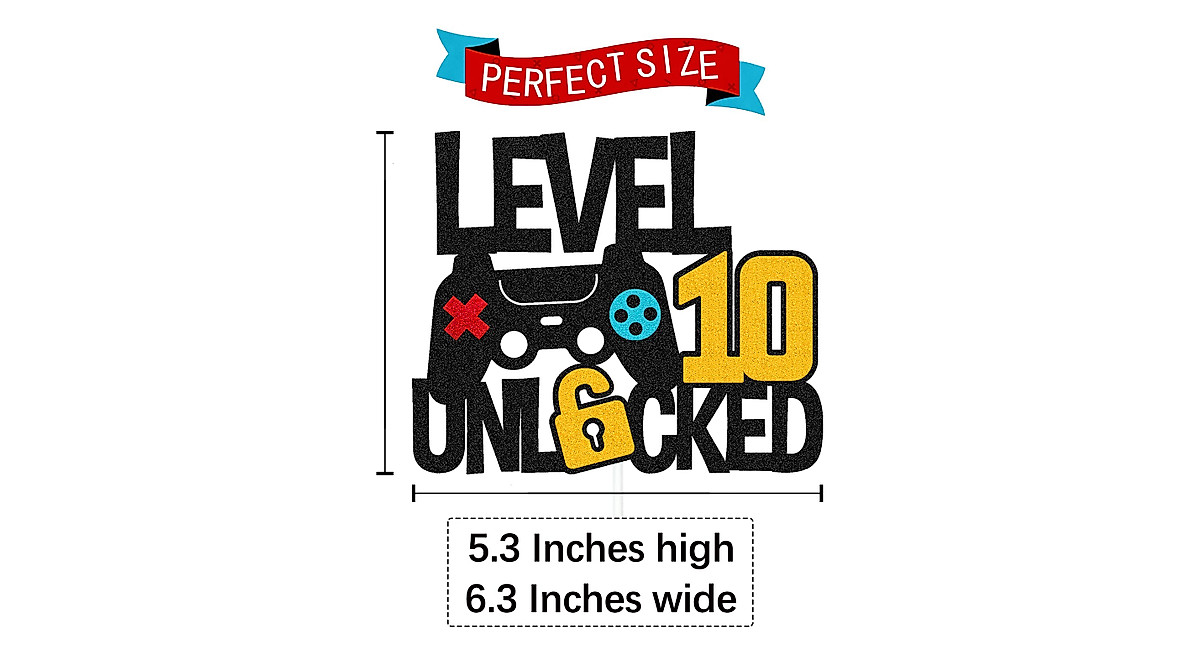 Level 10th Unlocked Cake Topper for Epic Birthday Parties