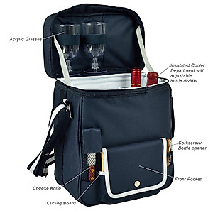 Personalized Picnic at Ascot Wine and Cheese Basket/Cooler with acrylic glasses, hardwood cutting Board, Cheese Knife and Corkscrew