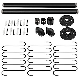 HOMGEN Kitchen Utensils Rack, 100cm Kitchen Retro Rail Wall Mounted Rack with 15 Hooks Organiser Kitchen Utensils Rack Mugs Wall Mounted Hanging Rail Rack Kitchen Pot Pan Hanging Rack for Kitchen