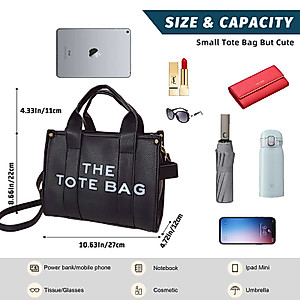 CASTNICH The Tote Bag for Women, Leather Tote Bag Black with Zipper, Women's Tote Bag Sturdy Durable Waterproof Cute Handbag, Tote Purse Crossbody Shoulder Bag for School, Work, Travel