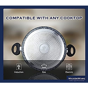 5.25 Quart Ceramic Nonstick Casserole Stockpot, Anti-Warp Non Toxic PTFE APEO PFOA Free Nonstick Pot With Lid, Induction Compatible (WaxonWare Stonetec Series)