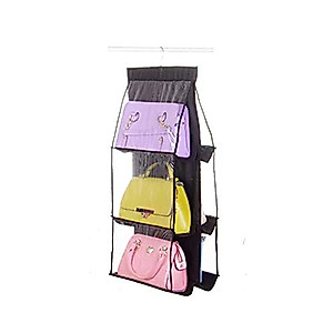 SXNBH 3 Layers Folding Storage Bag 6 Pocket Foldable Hanging Bag Purse Handbag Organizer Door Sundry Pocket Closet Storage Hanger (Color : A)
