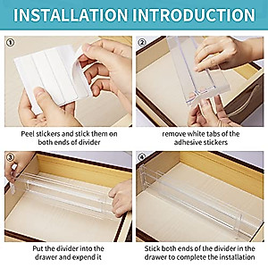 Drawer Dividers Organizers 8 Pack, Vtopmart Adjustable 3.2" High Expandable from 12.5-21.7" Kitchen Drawer Organizer, Clear Plastic Drawers Separators for Clothing, Kitchen Utensils and Office Storage
