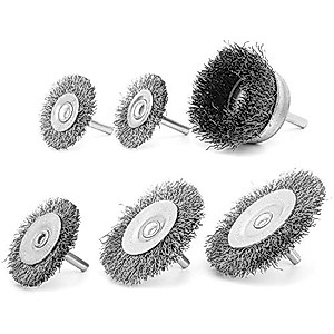 6 Pcs Wire Wheel Cup Brush Set,1/4In Round Shank Wire Brush for Drill Attachment, for Cleaning Rust, Stripping and Abrasive