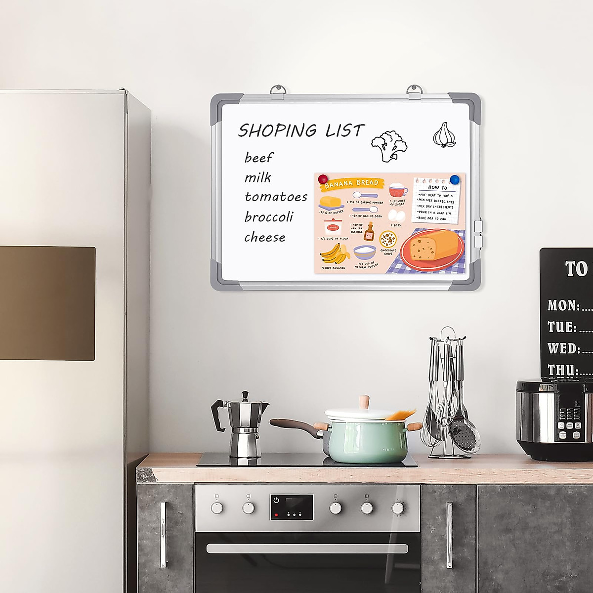 Small White Board Dry Erase for Wall, ARCOBIS 12" x 16" Magnetic Hanging Double-Sided Whiteboard, Portable Mini White Board for Kids Drawing, Kitchen Grocery List, Cubicle Planning Memo Board