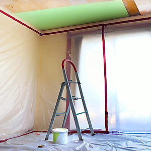 Painters Plastic Drop Cloth 6 Pack, 9x12 Feet, Plastic Tarp Dust Cover, Plastic Covers for Furniture, Plastic Drop Cloth for Painting, Painting Tarp