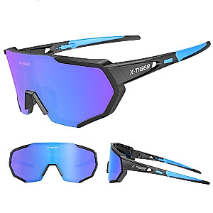 X-TIGER Polarized Sports Sunglasses with 5 Interchangeable Lenses,Mens Womens Cycling Bike Glasses,Baseball Running Fishing Golf Driving Sunglasses