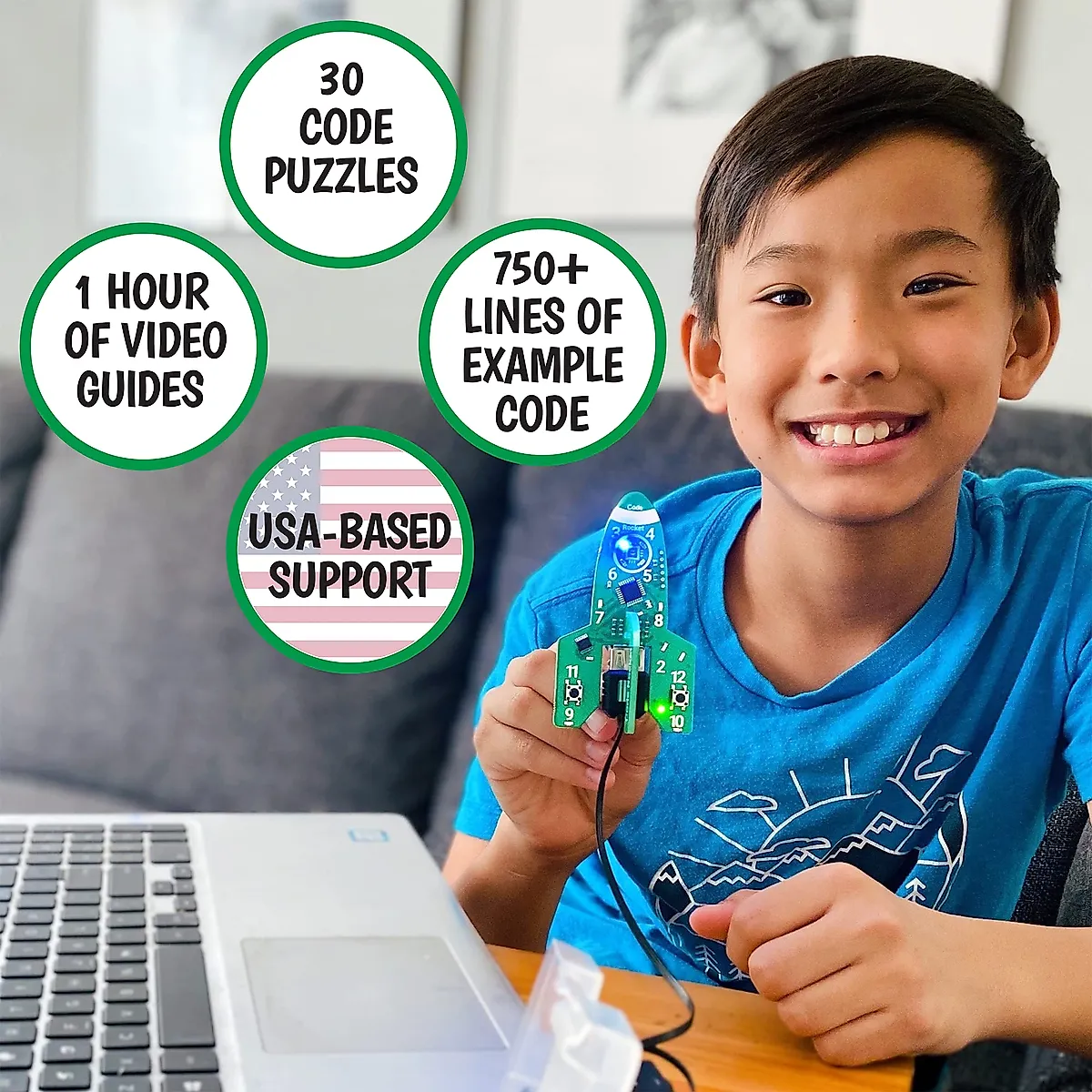 Code Rocket Coding Toy for Kids 8+. Girls & Boys Learn Block & Typed C++ Programming with Circuits. 20+ Space-Themed Projects Teach Code Hands-On. All-Inclusive Coding Game for Kids Ages 8-12+ & Teens