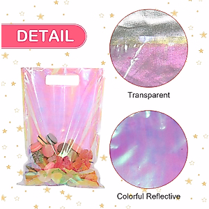 Zulihoia Christmas Cellophane Treat Bags 50 PCS: Decorative Party Favor Bags 7" x 10" Candy Cookie Popcorn Bags, Clear Small Gift Bags