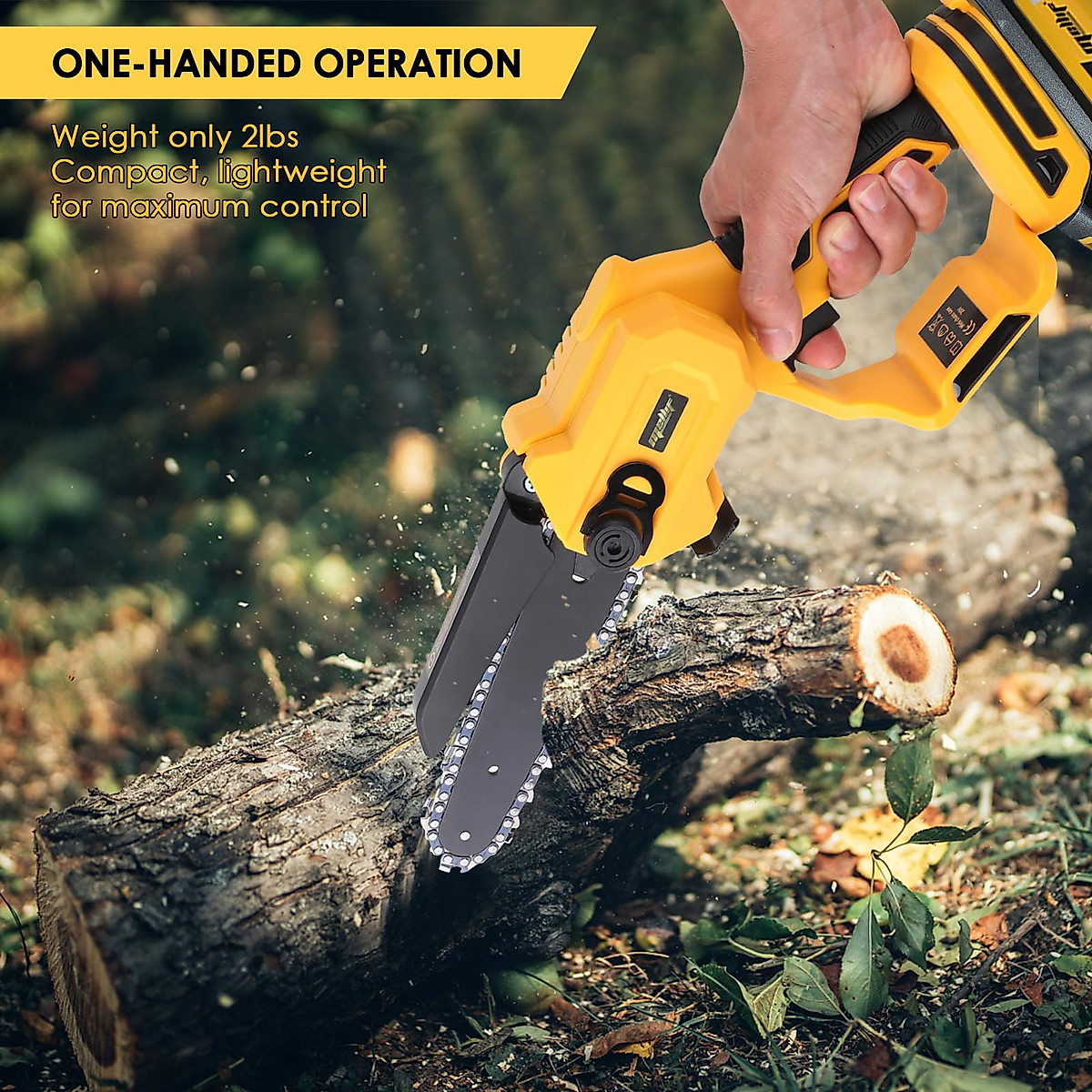 Mellif Cordless Power Chainsaw for Dewalt 20V Max Battery (Battery NOT Included) 6-Inch Hand-held Mini Pruning Saw with Brushless Motor & Replacement Chain for Wood Cutting | Tree Trimming | Camping