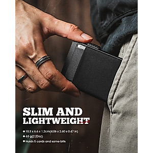 DUGRAFT Credit Card Holder with Money Pocket Mens Minimalist Slim Aluminum Metal Pop Up Wallet for Men RFID Blocking Business Card Holder with Gift Box, Holds 5-7 Cards and Cash, Black