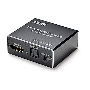 AGPTEK 4K x 2K HDMI Audio Extractor Splitter, HDMI to HDMI Audio Converter Adapter Support Ultra HD 4K Toslink Optical Audio Output and 3.5mm Audio with Optical Fiber Cable