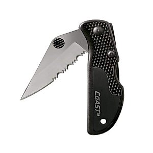 Coast CG002PL Knife Key Ring Lockback, Black Handle