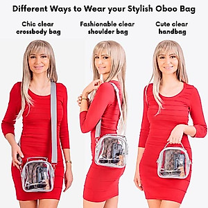 Oboo Clear Bag Stadium Approved, Clear Purse for Women, Cute Crossbody Transparent Bag, See Through Clear Handbag (Silver)