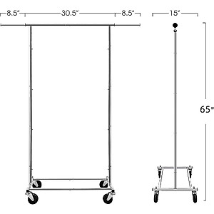 Simple Trending Standard Rod Clothing Garment Rack, Rolling Clothes Organizer on Wheels for Hanging Clothes, Chrome